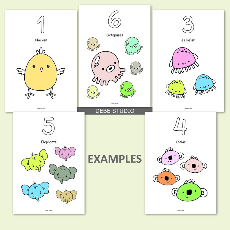 1 to 20 Number Coloring Page Printable Cute Animal Count and Coloring ...