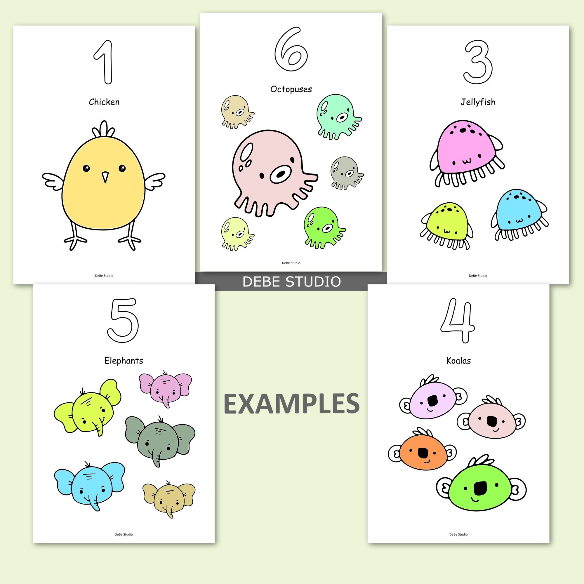 1 to 20 Number Coloring Page Printable Cute Animal Count and Coloring ...