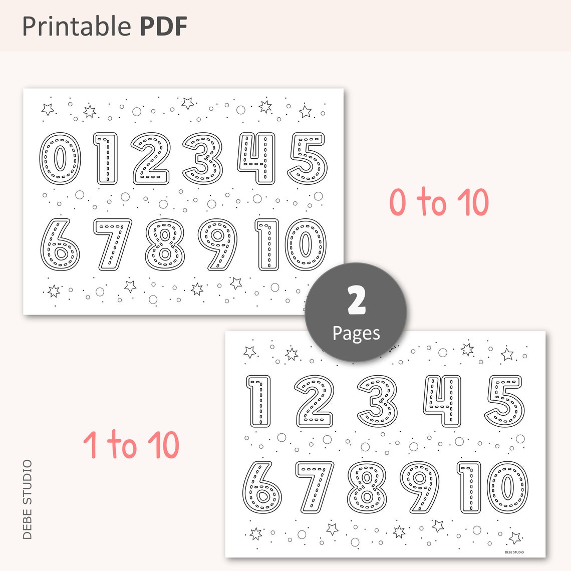 Cute Number Coloring Page for Kid Numbers 0 to 10 and 1 to 10 Printable ...