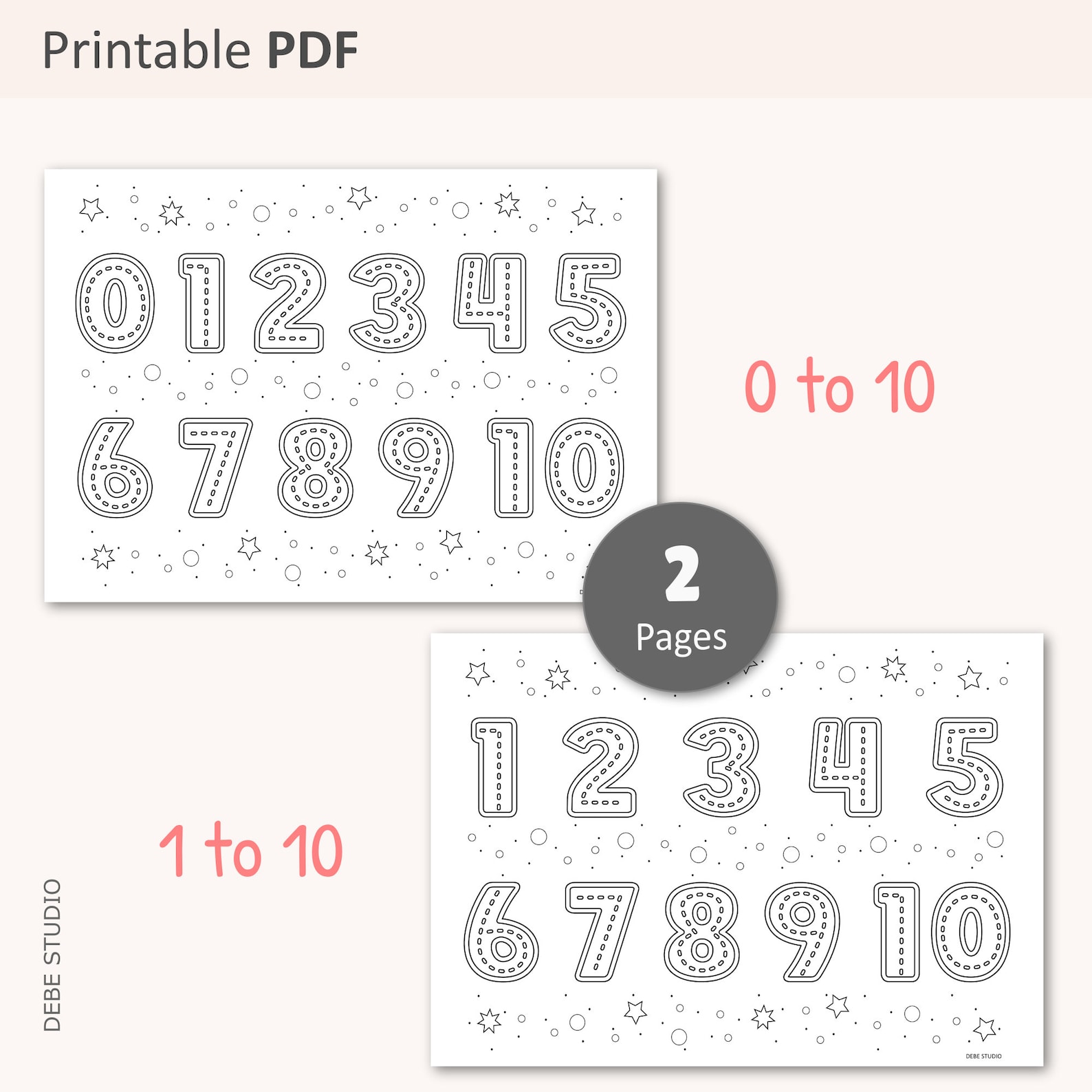 Cute Number Coloring Page for Kid Numbers 0 to 10 and 1 to 10 Printable ...