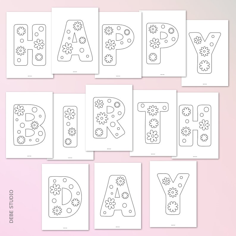 Cute Flower Alphabet Coloring Page for Kid Printable Adult Coloring ABC ...