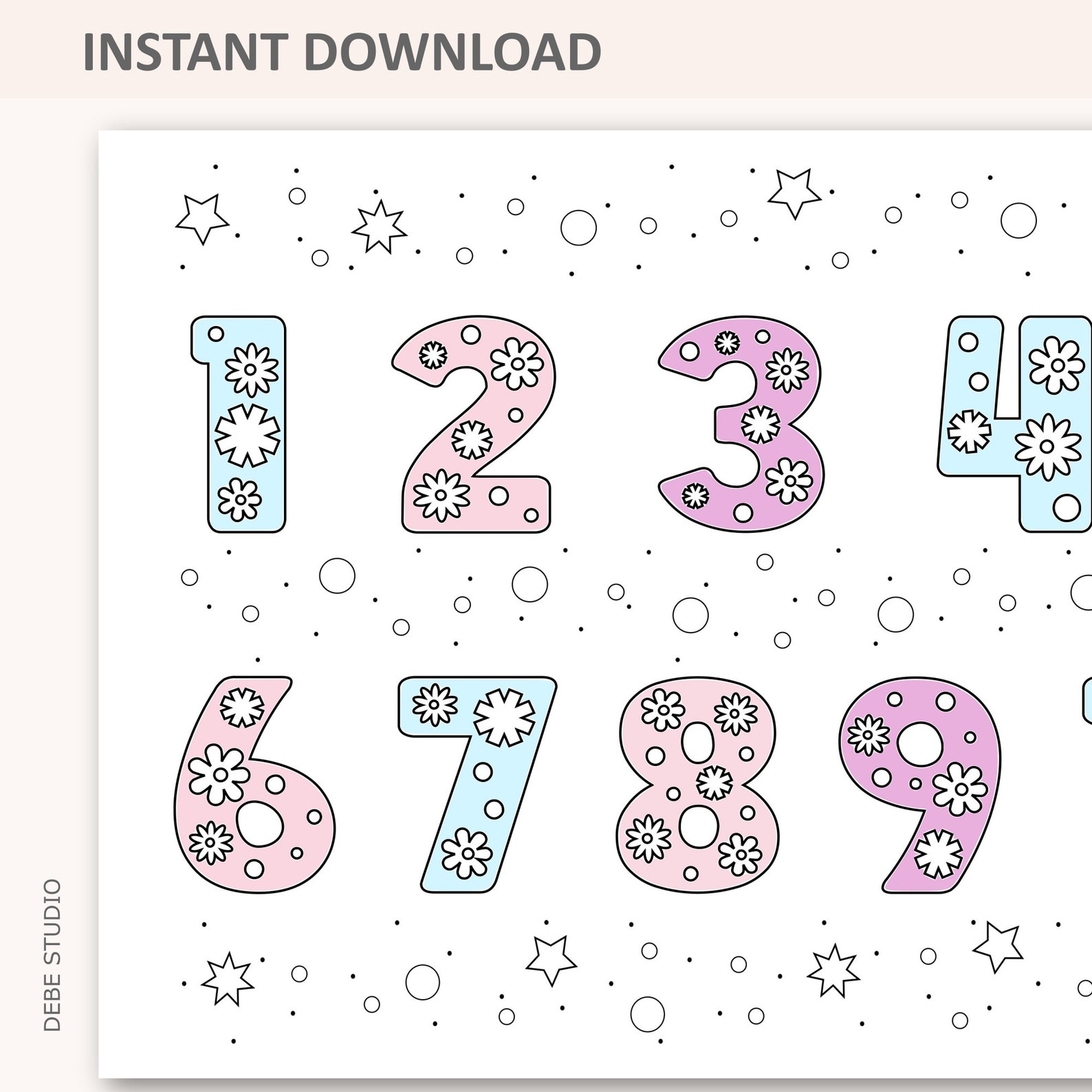 Cute Flower Number Coloring Page for Kid Numbers 0 to 10 and 1 to 10 ...