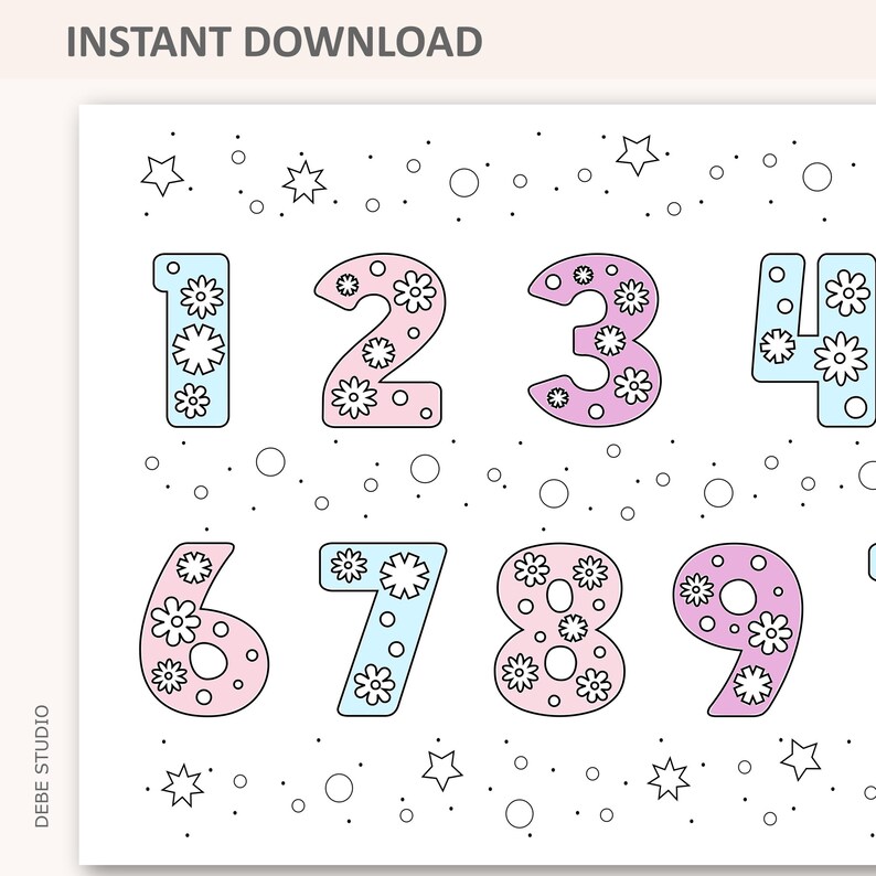 Cute Flower Number Coloring Page for Kid Numbers 0 to 10 and 1 to 10 ...