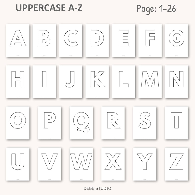 Printable Alphabet Letters and Numbers for Kid A to Z Uppercase ...