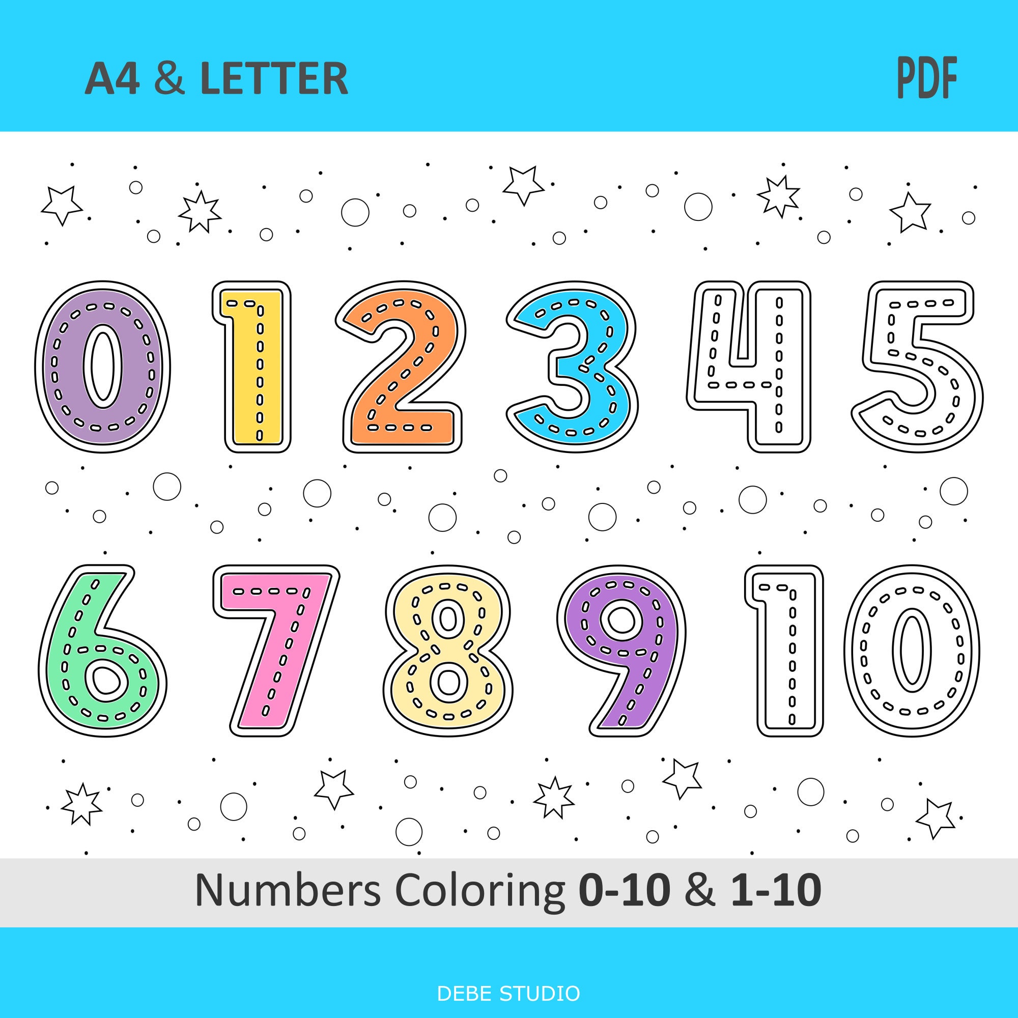 Cute Number Coloring Page for Kid Numbers 0 to 10 and 1 to 10 Printable ...