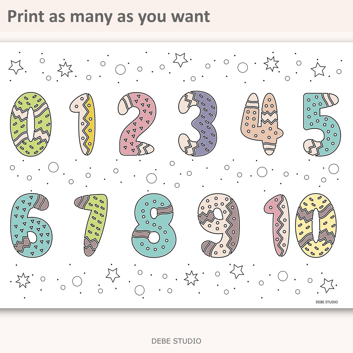 Cookies Pattern Cute Number Coloring Page for Kid Numbers 0 to 10 and 1 ...