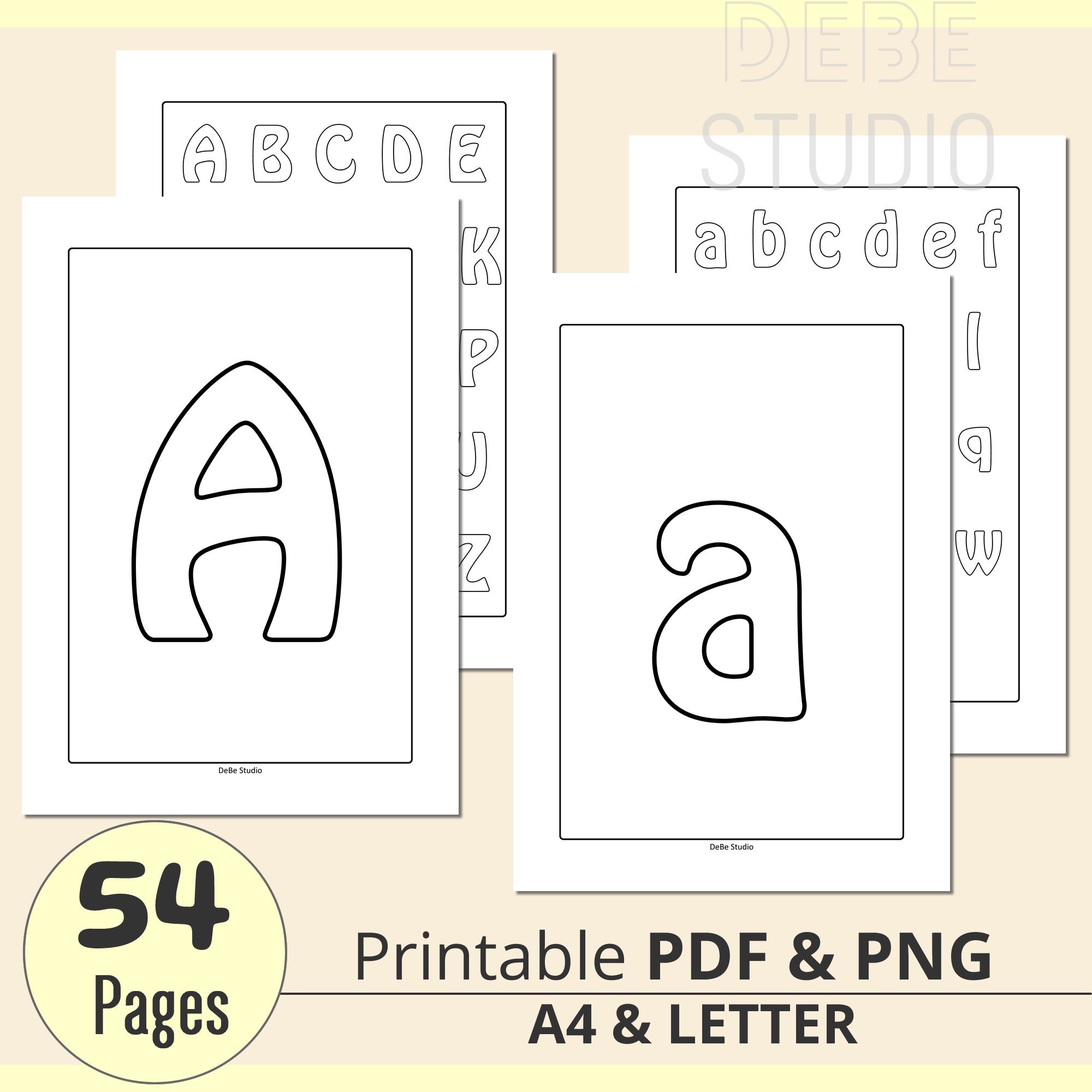 54 Uppercase Lowercase Alphabet Coloring Pages for Kids Printable ...