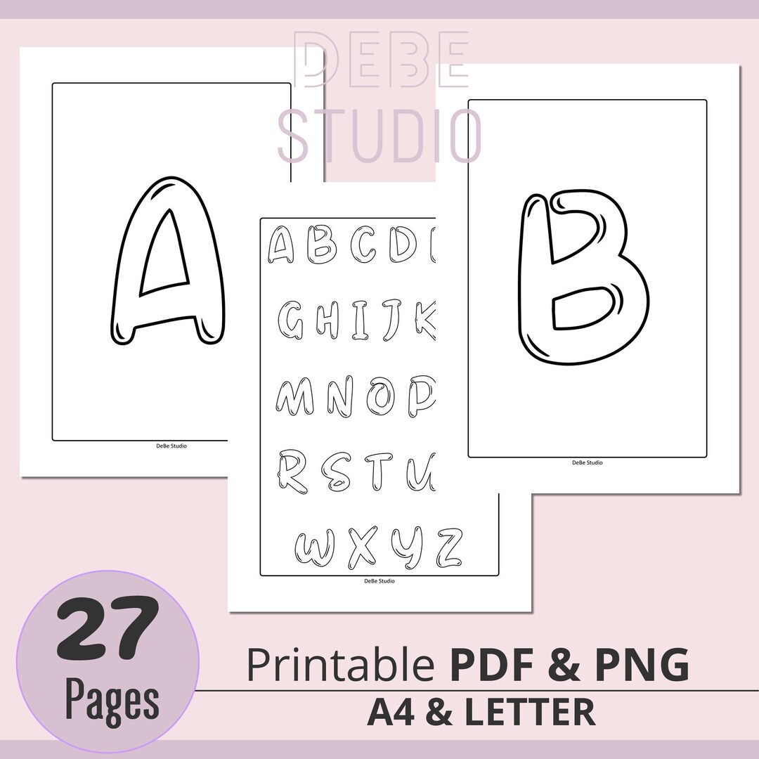 Uppercase Alphabet Coloring Pages for Kids Printable Coloring - Etsy