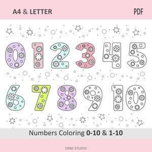 Cute Flower Number Coloring Page for Kid Numbers 0 to 10 and 1 to 10 ...