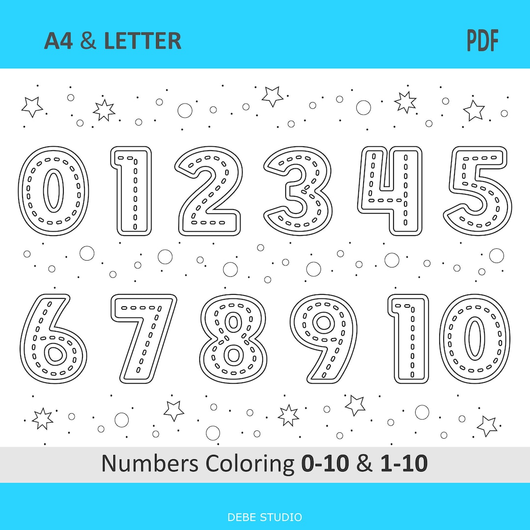 Cute Number Coloring Page for Kid Numbers 0 to 10 and 1 to 10 Printable ...