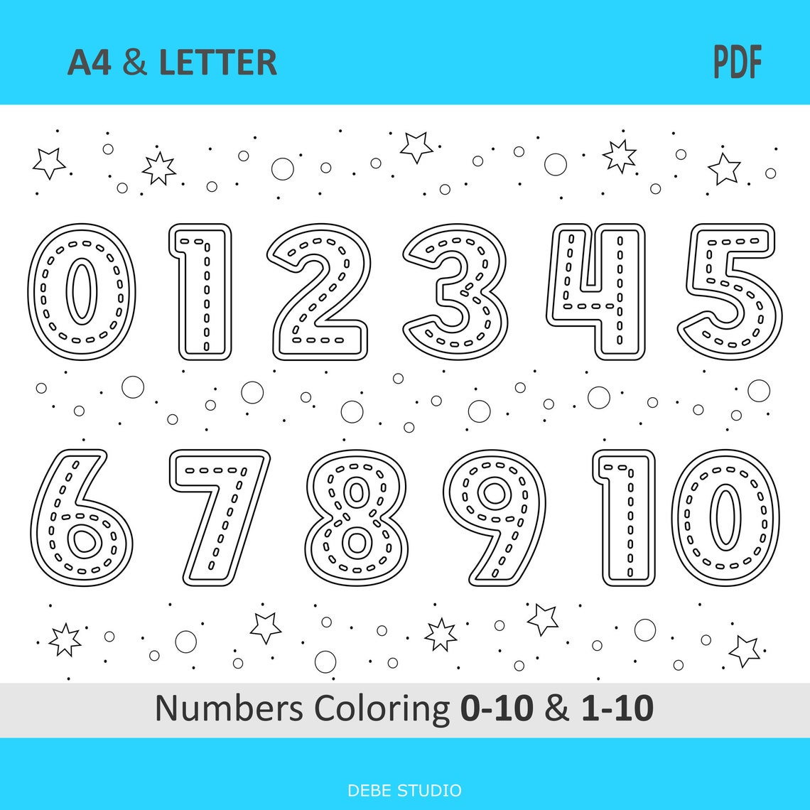 Cute Number Coloring Page for Kid Numbers 0 to 10 and 1 to 10 Printable ...