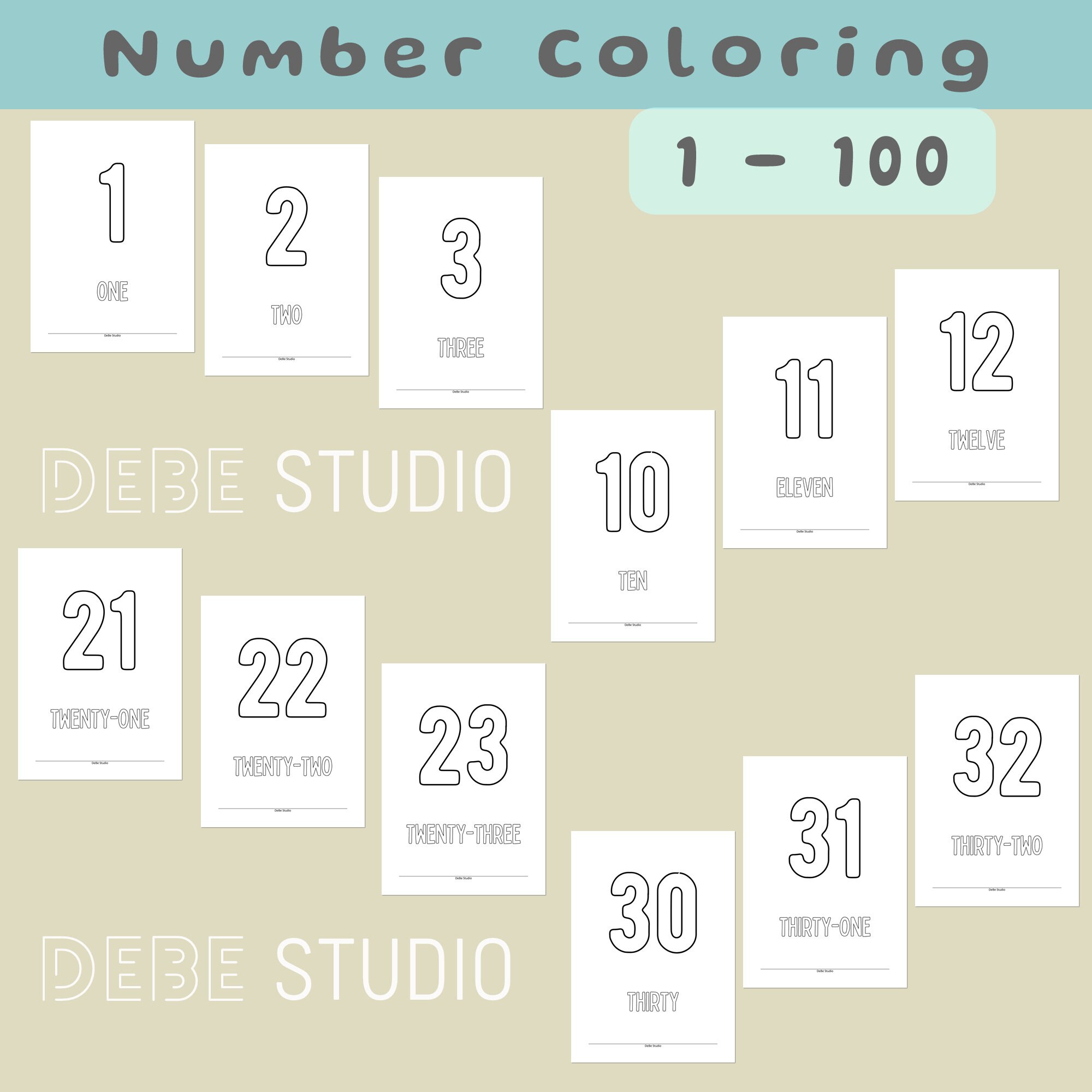 Number Coloring Pages 1-100 Printable Coloring Sheets for Kids - Etsy ...