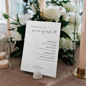 Cake Flavor Sign Template | Printable Cake Table Sign | Modern Dessert ...