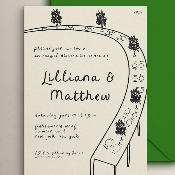 Hand Drawn Wedding Menu Template, Whimsical Scribble Illustration, Wavy ...