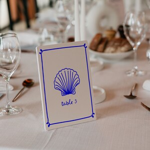Beach Wedding table Numbers Template | Handdrawn Seashell Table Numbers ...