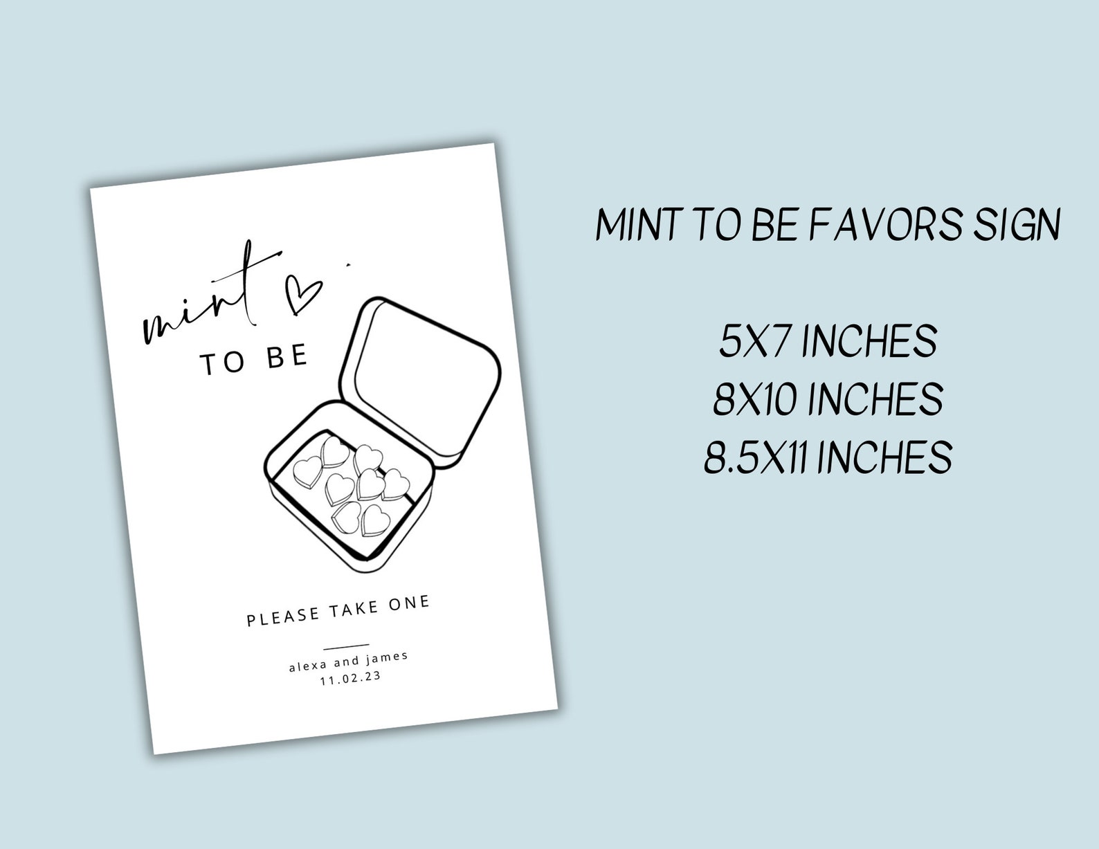 Mint to Be Sign Template Mint to Be Favors Sign Personalized Wedding ...