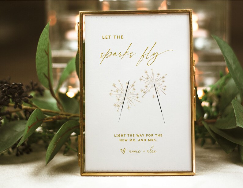 Gold Sparklers Sign Template Let the Sparks Fly Sign Sparkler Send off ...