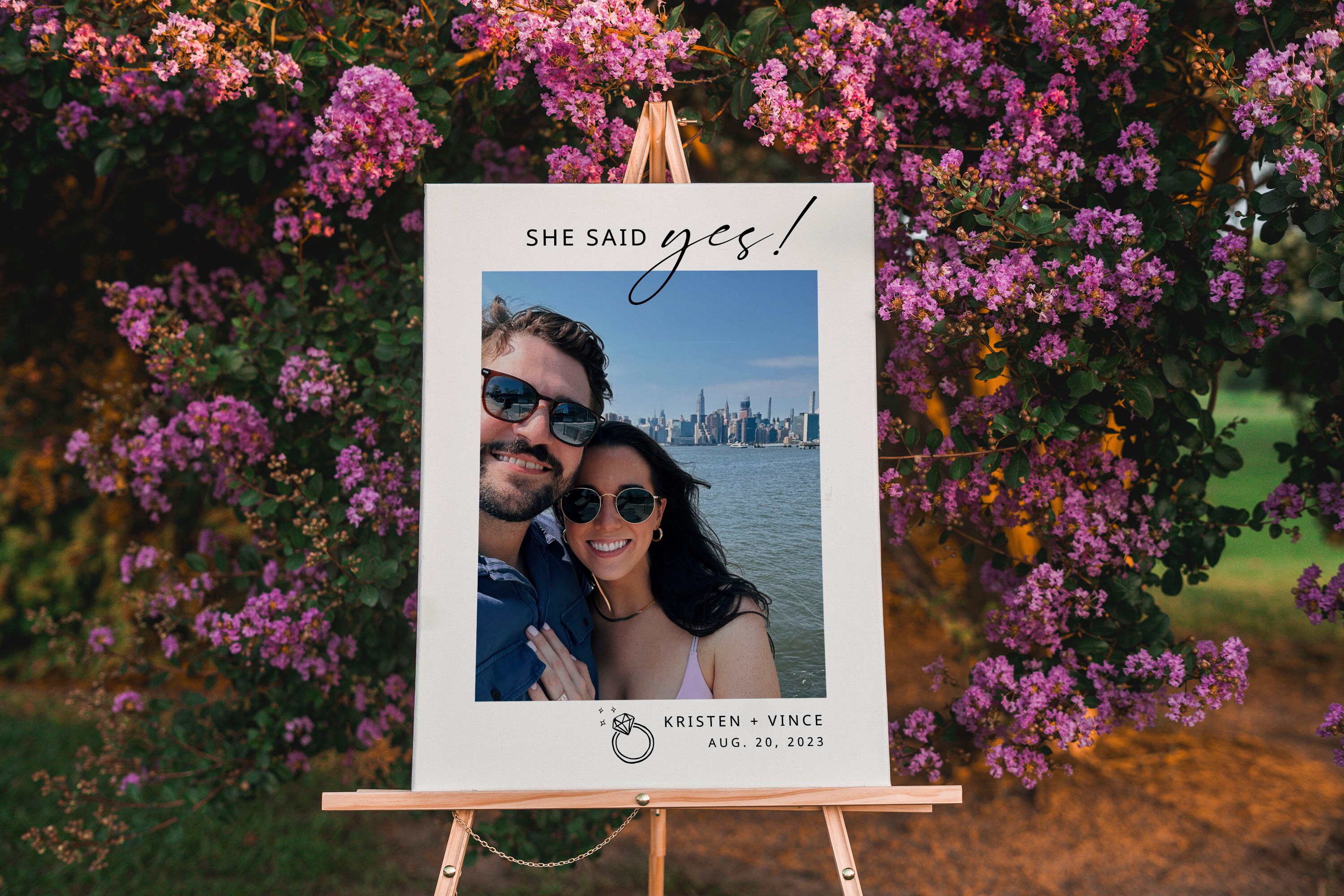 She Said Yes Sign Engagement Sign Template She Said Yes Engaged Sign ...