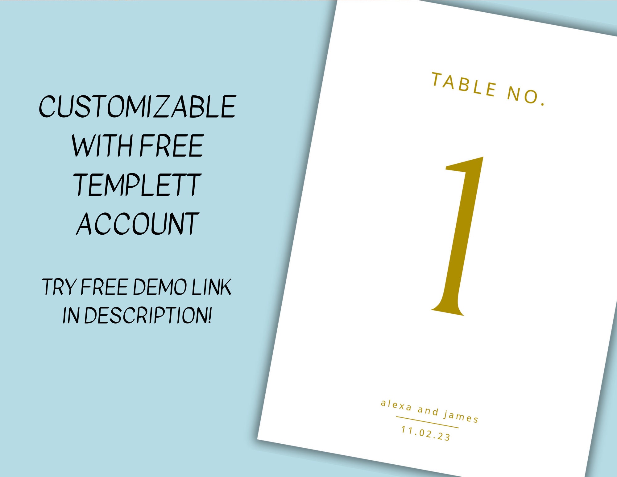 Gold Table Numbers Template Gold Wedding Sign Wedding Table Numbers ...