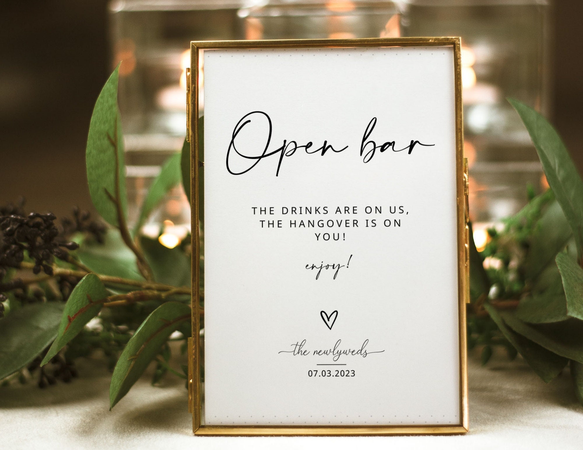 Open Bar Wedding Sign Template: Modern Minimalist Design (instant ...