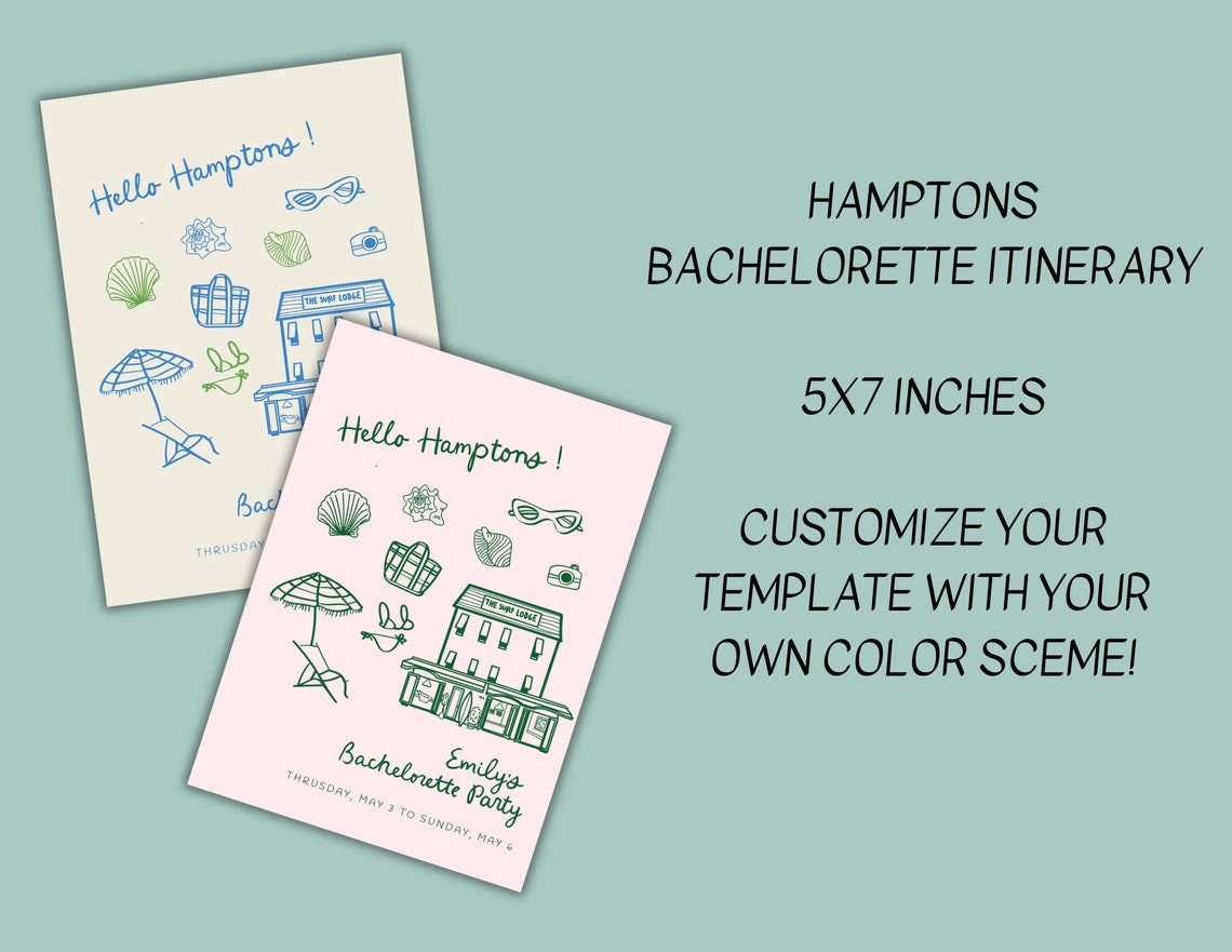 Hamptons Bachelorette Party Itinerary Template: Montauk Illustrated ...