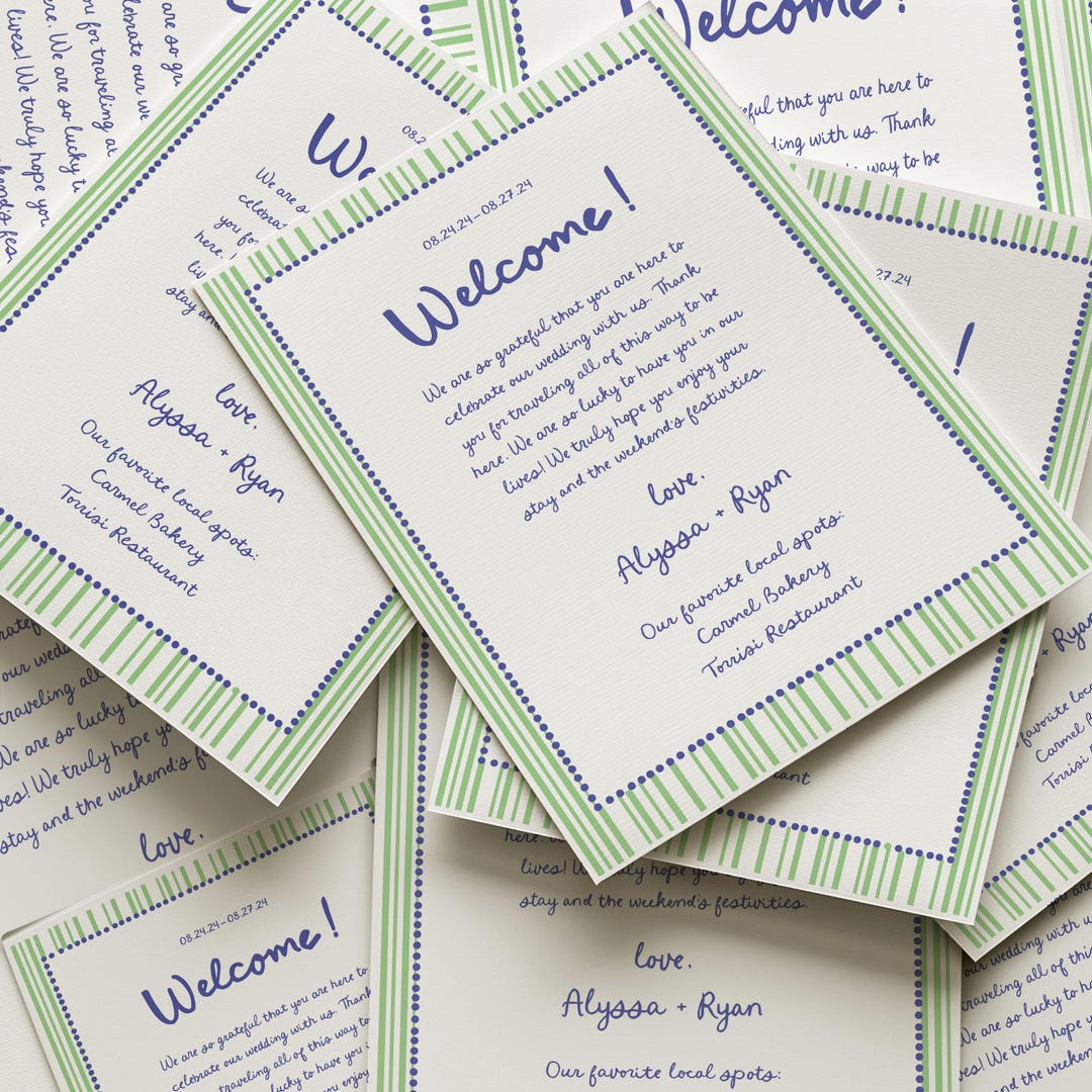 Colorful Wedding Itinerary Template: Whimsical Welcome Letter (5x7 ...