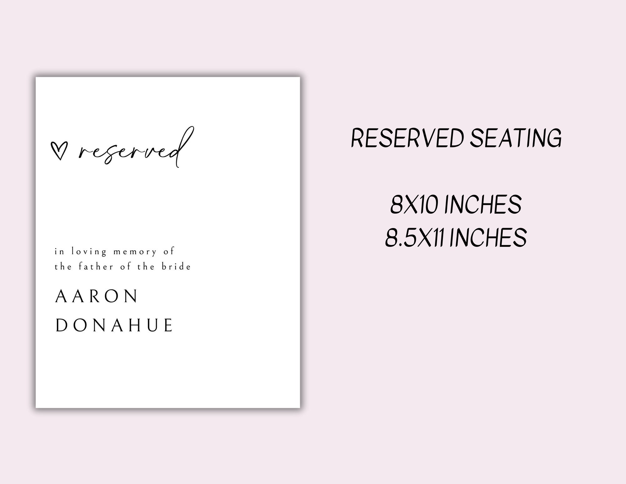 Modern Reserved Wedding Seating Sign Template (digital Download) - Etsy