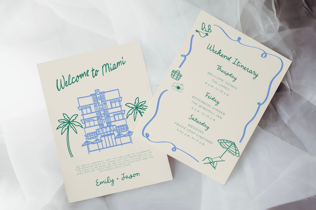 Miami Wedding Welcome Letter & Itinerary: South Beach Timeline (instant ...