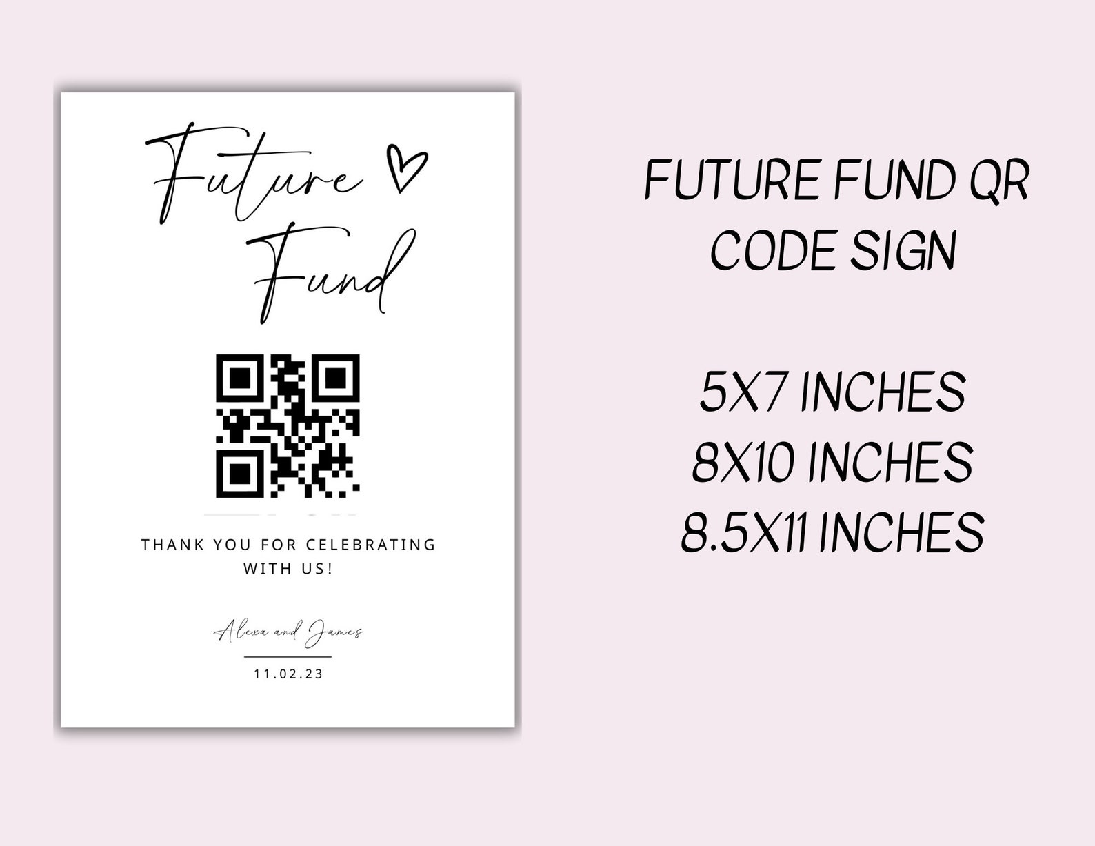 Future Fund Qr Code Sign Modern Venmo Wedding Sign Editable Template ...