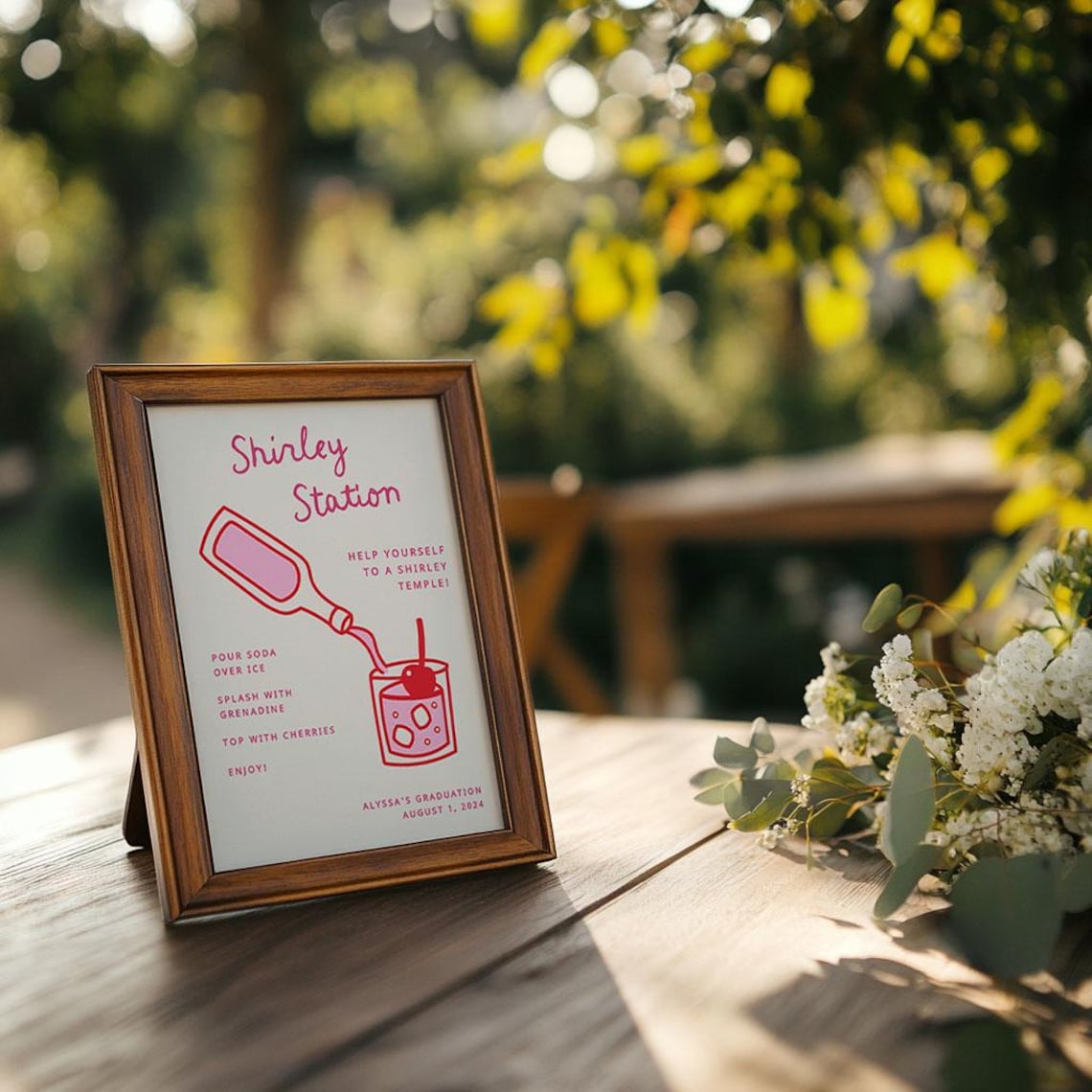 Customizable Shirley Temple Bar Sign: Graduation Party Mocktail Station ...