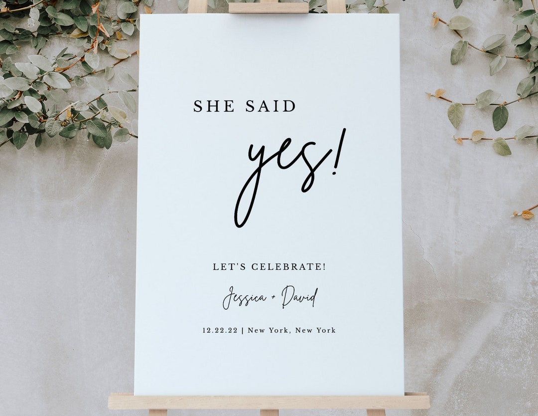 Engagement Party Sign | She Said Yes Sign | Printable Engagement ...