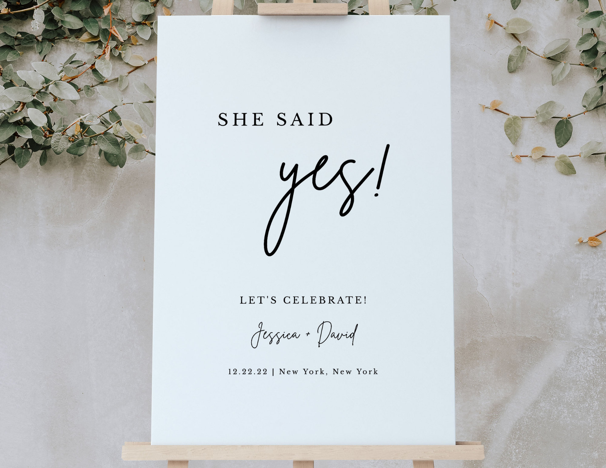 Engagement Party Sign She Said Yes Sign Printable Engagement Welcome Poster Bridal Shower Sign ...