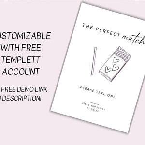 Wedding Matches Sign Template | Personalized Matchbox Sign | Minimalist ...