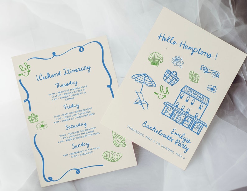 Hamptons Bachelorette Party Itinerary Template: Montauk Illustrated ...
