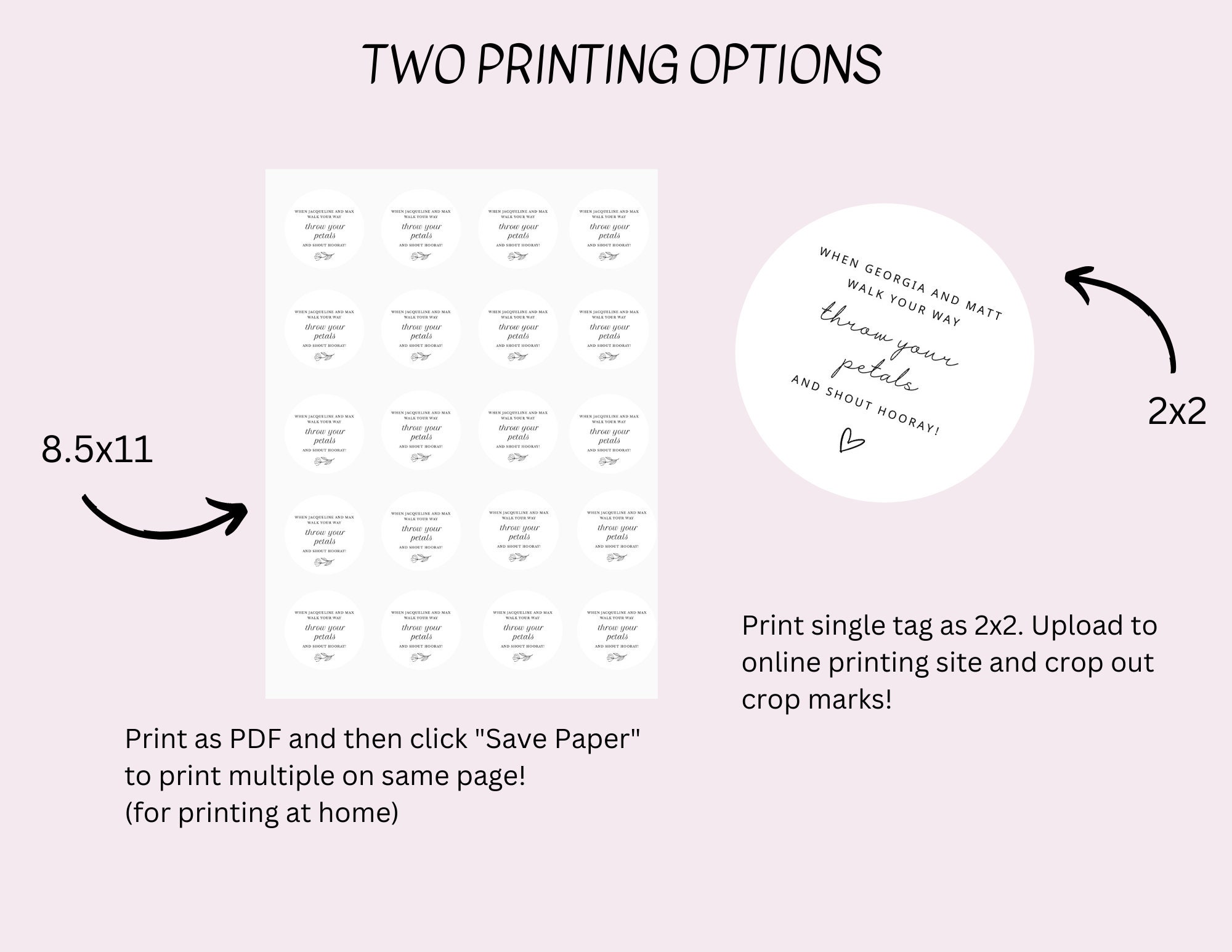 Wedding Toss Sticker Template Wedding Petal Sticker Confetti Toss ...