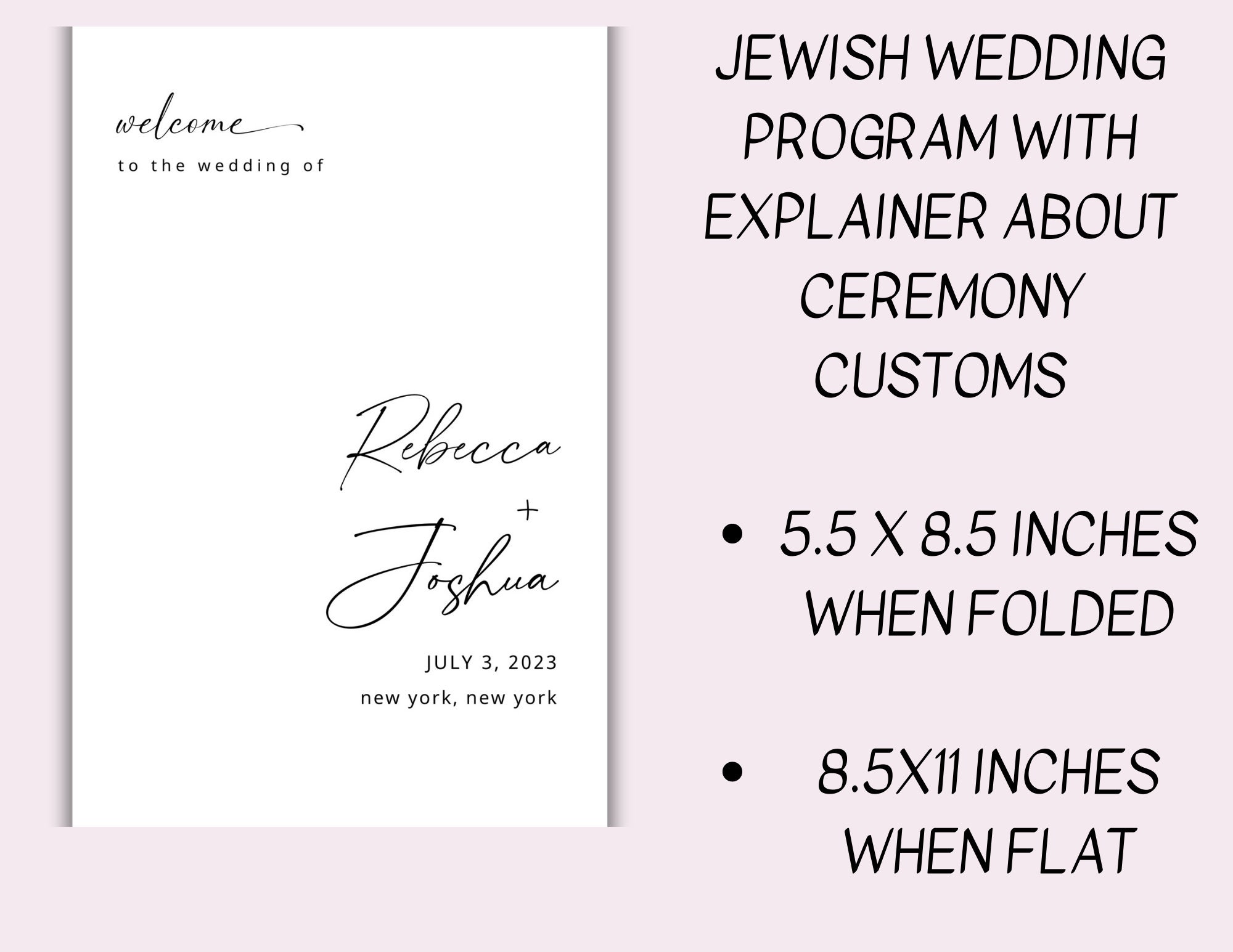 Jewish Wedding Program, Foldable Wedding Program, Jewish Wedding ...