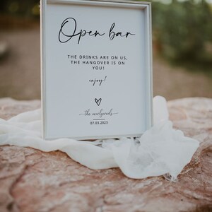 Open Bar Wedding Sign Template: Modern Minimalist Design (instant ...