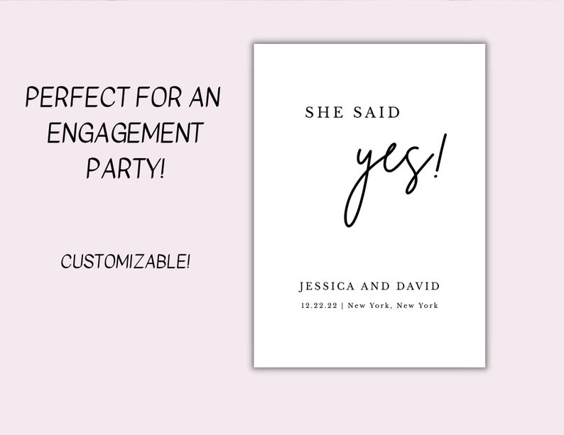 Engagement Sign Printable Poster Modern Welcome Board Instant Download ...