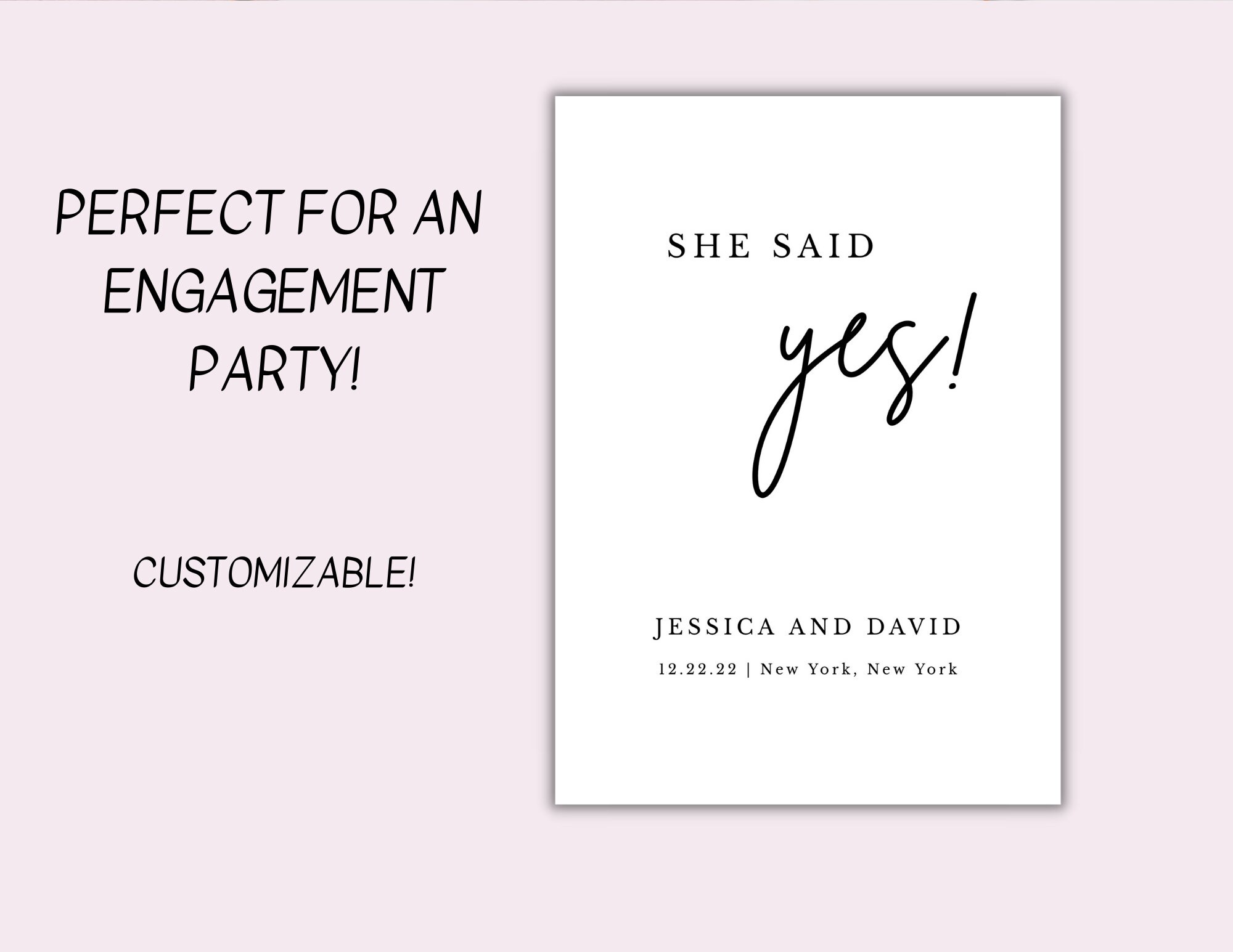 Engagement Sign Printable Poster Modern Welcome Board Instant Download ...