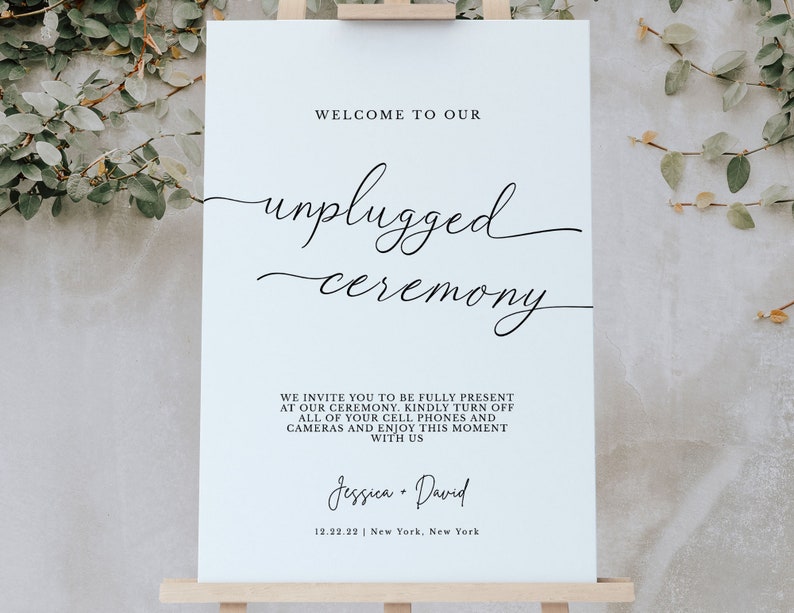 Personalized Unplugged Ceremony Sign No Phones Sign - Etsy
