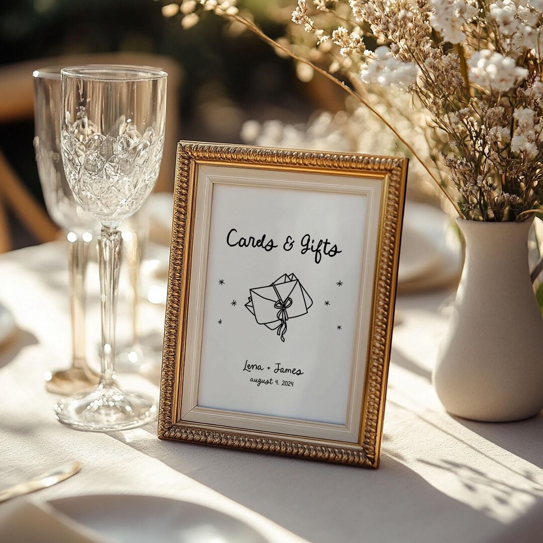 Hand Drawn Cards and Gifts Sign Template, Unique Card Box Sign, Wedding ...