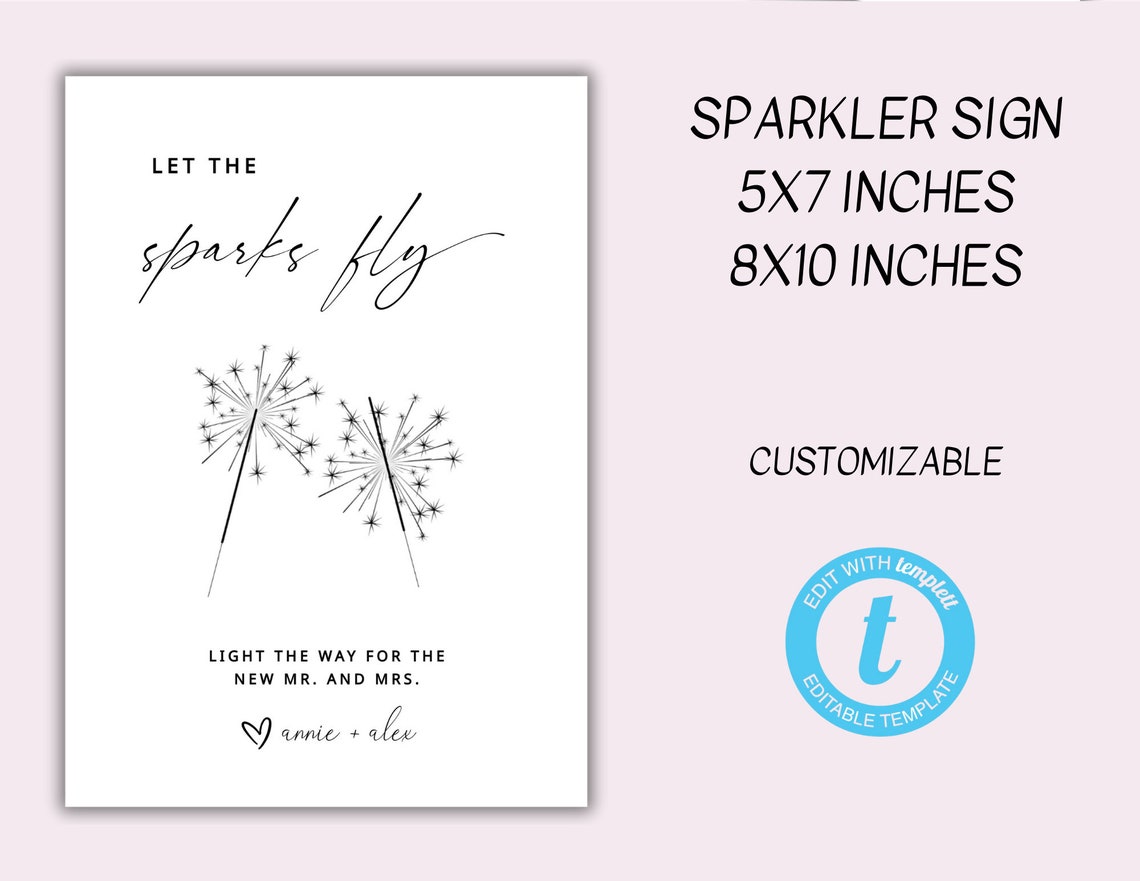 Sparklers Sign Template | Let the Sparks Fly Sign | Sparkler Send off ...