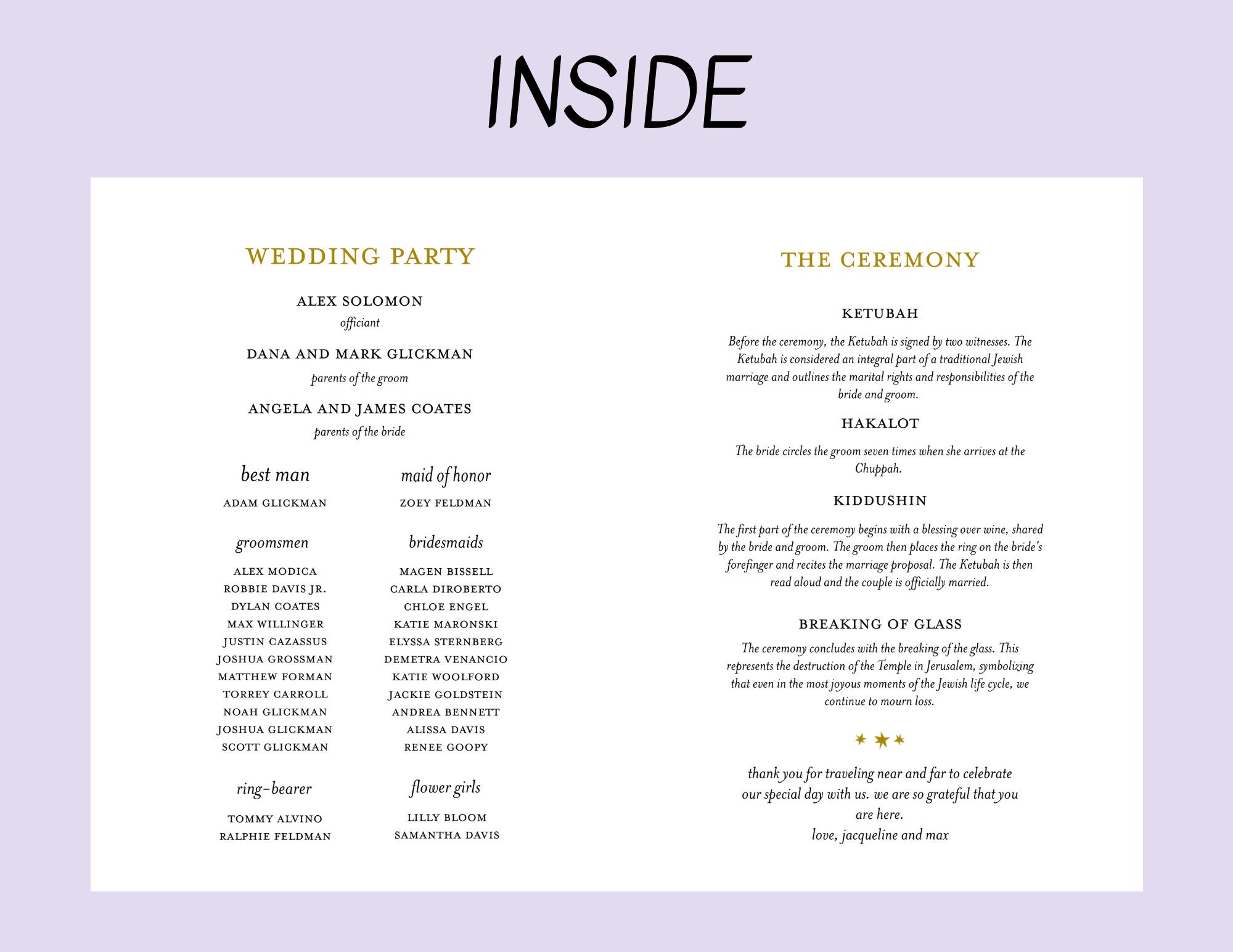 Foldable Gold Wedding Program Template, Bi-fold Ceremony Program, Stars ...