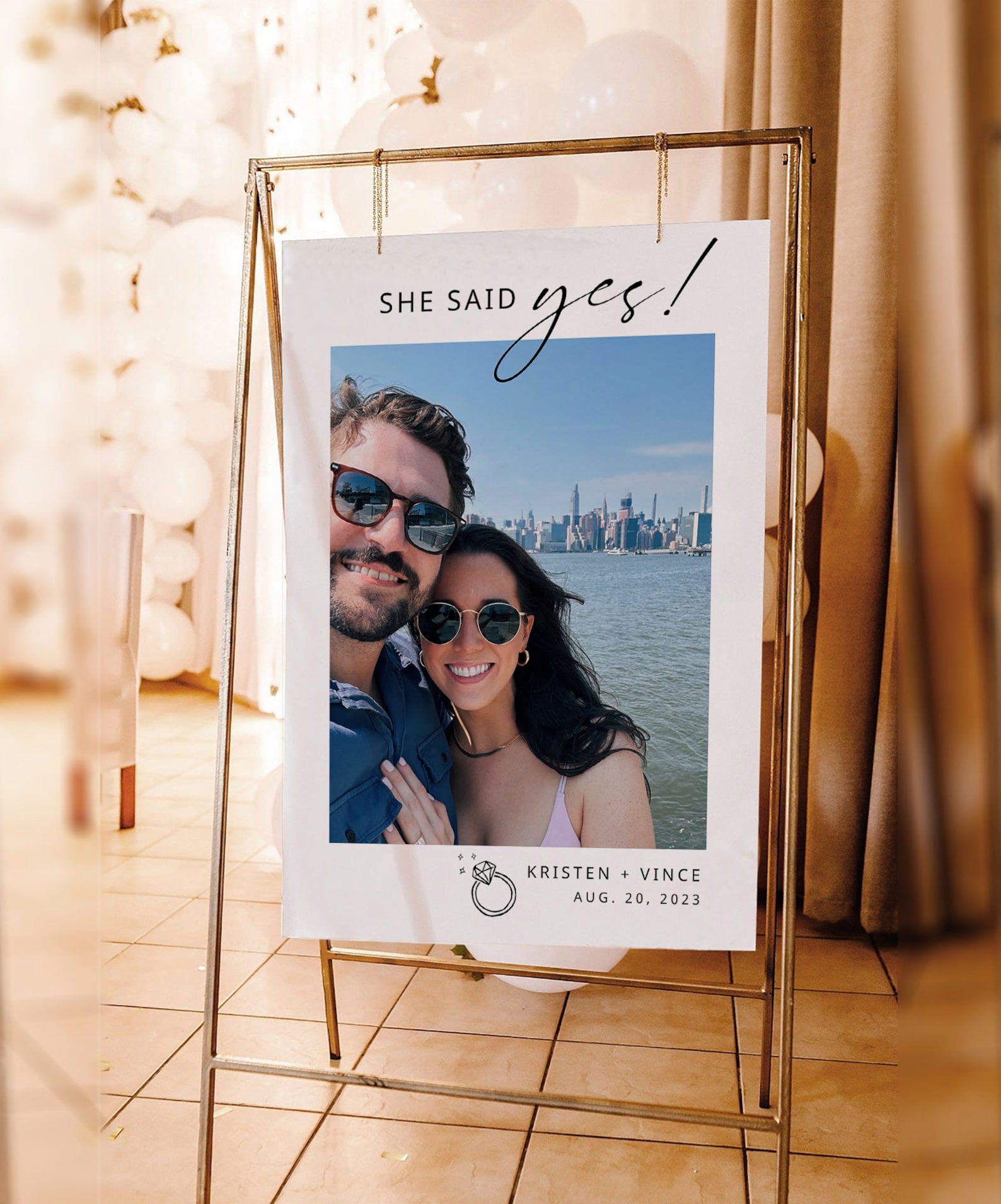 She Said Yes Sign Engagement Sign Template She Said Yes Engaged Sign ...
