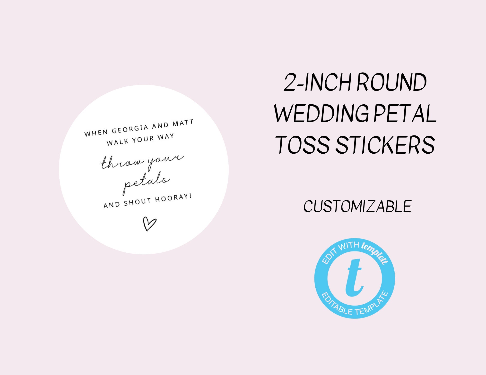 Wedding Toss Sticker Template Wedding Petal Sticker Confetti Toss ...