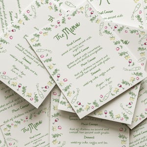 Italian Wedding Menu Template, Whimsical Scribble Illustration, Hand ...