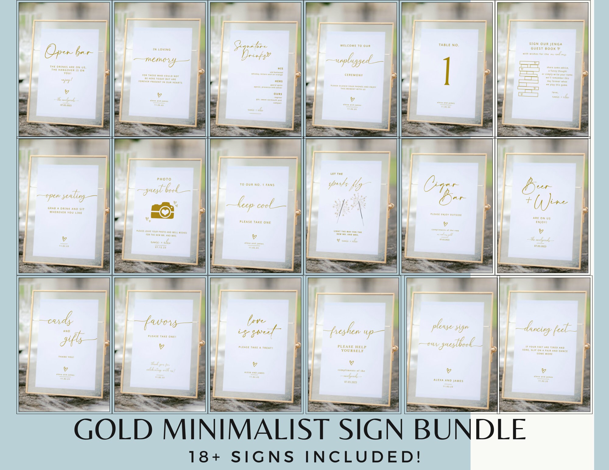 Gold Wedding Signage Template Bundle Wedding Sign Bundle Reception Sign ...