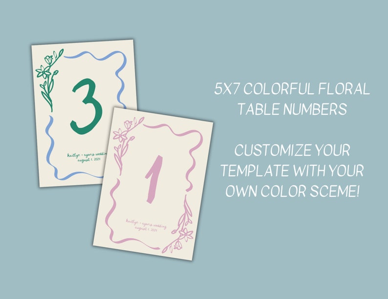 Whimsicaltable Numbers Template Handdrawncolorful Wavy Table Numbers ...