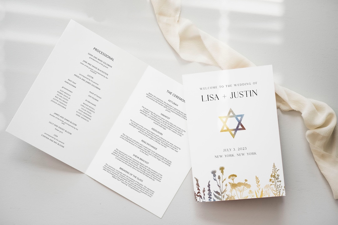 Jewish Wedding Program Template, Jewish Wedding Guide, Jewish Wedding ...