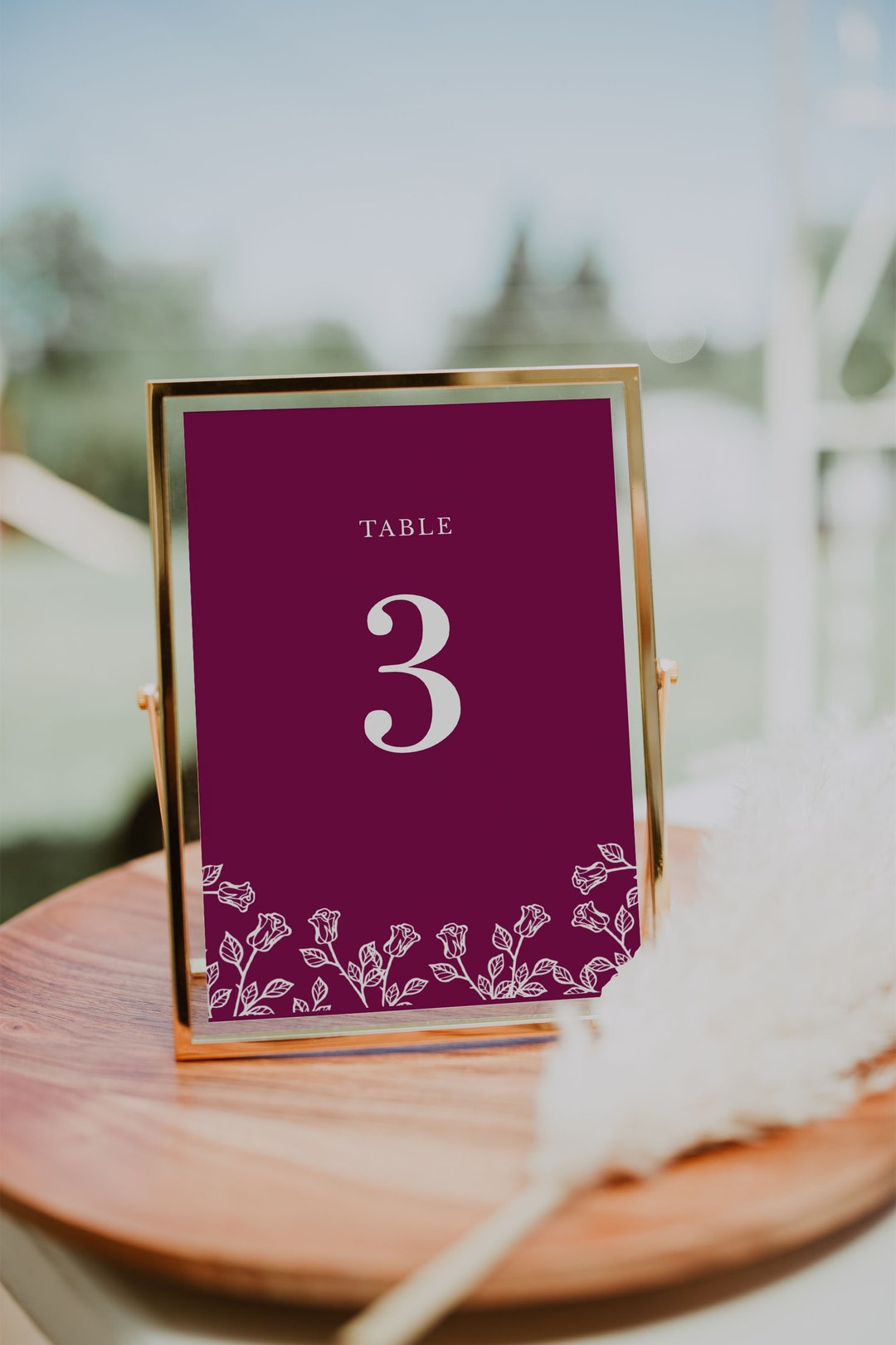 Burgundy Wedding Table Numbers Template, Winter Wedding Table Numbers ...
